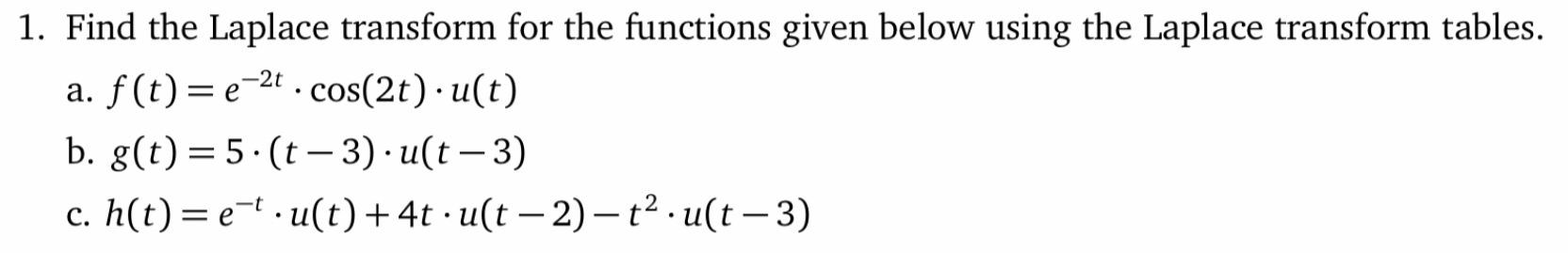 Solved Find the Laplace transform for the functions given | Chegg.com