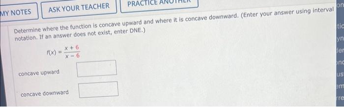 Solved Determine where the function is concave upward and | Chegg.com