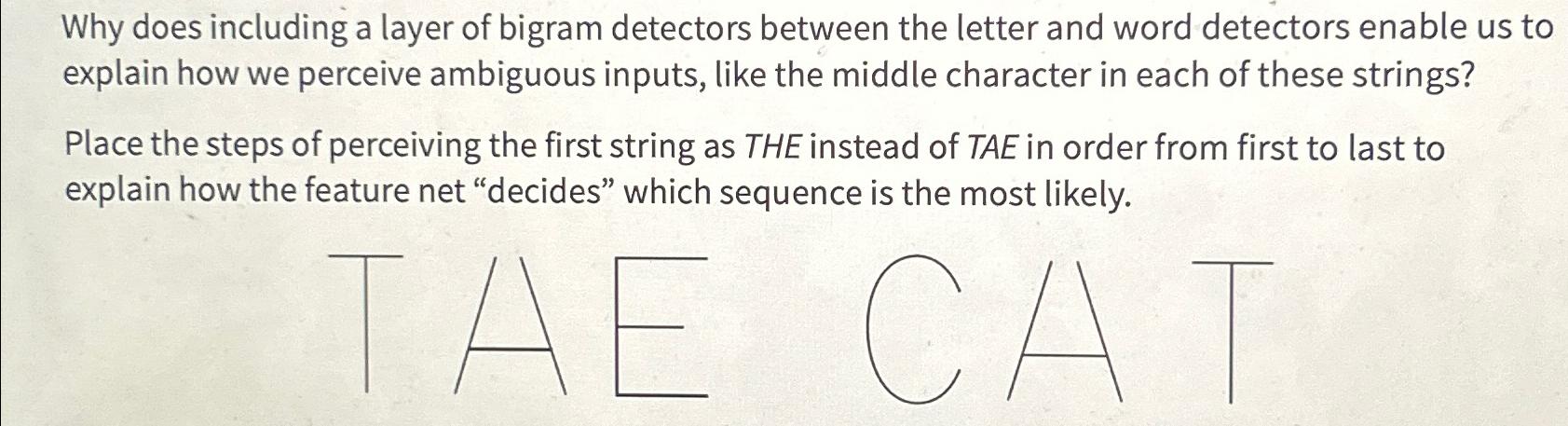 Solved Why does including a layer of bigram detectors | Chegg.com