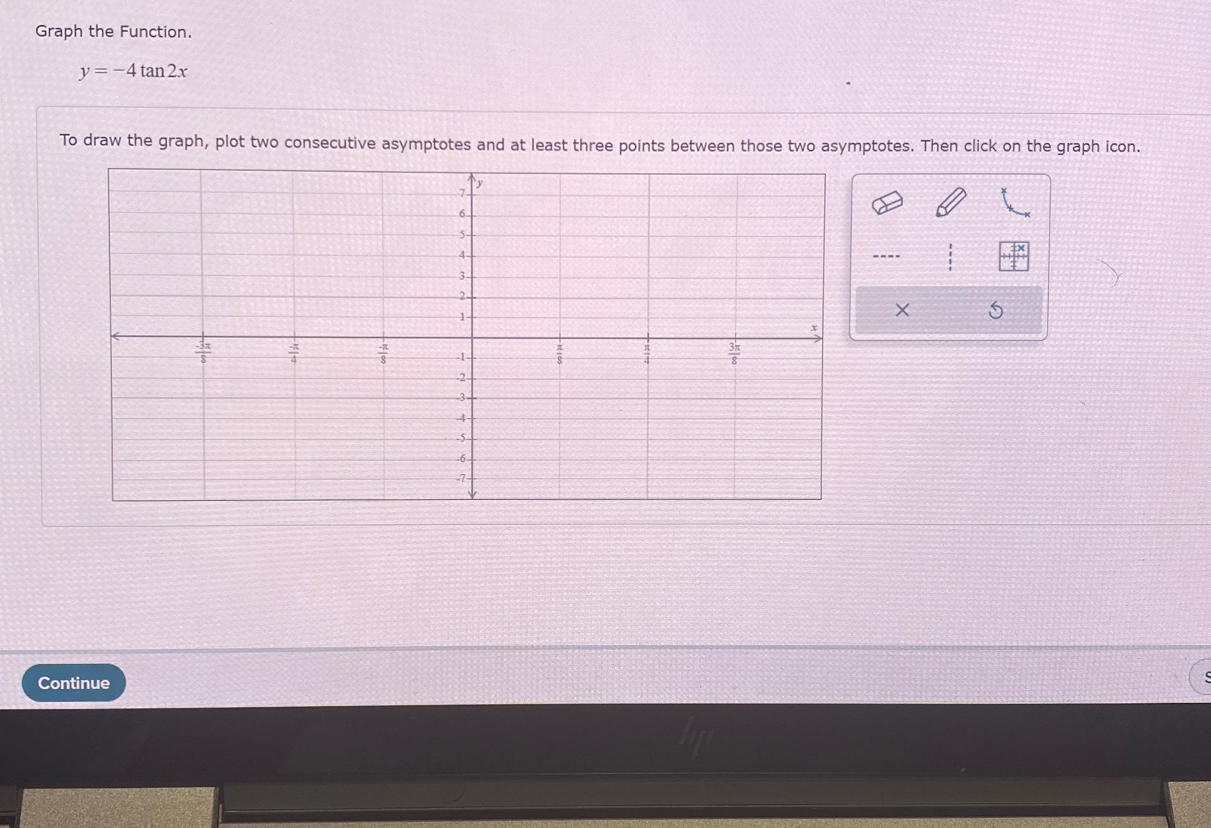 Solved Graph the Function.y=-4tan2xTo draw the graph, plot | Chegg.com