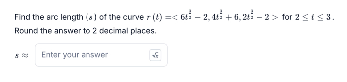 Solved Find the arc length (s) ﻿of the curve | Chegg.com