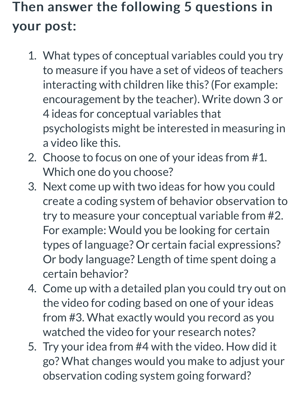 Solved Then answer the following 5 ﻿questions in your | Chegg.com