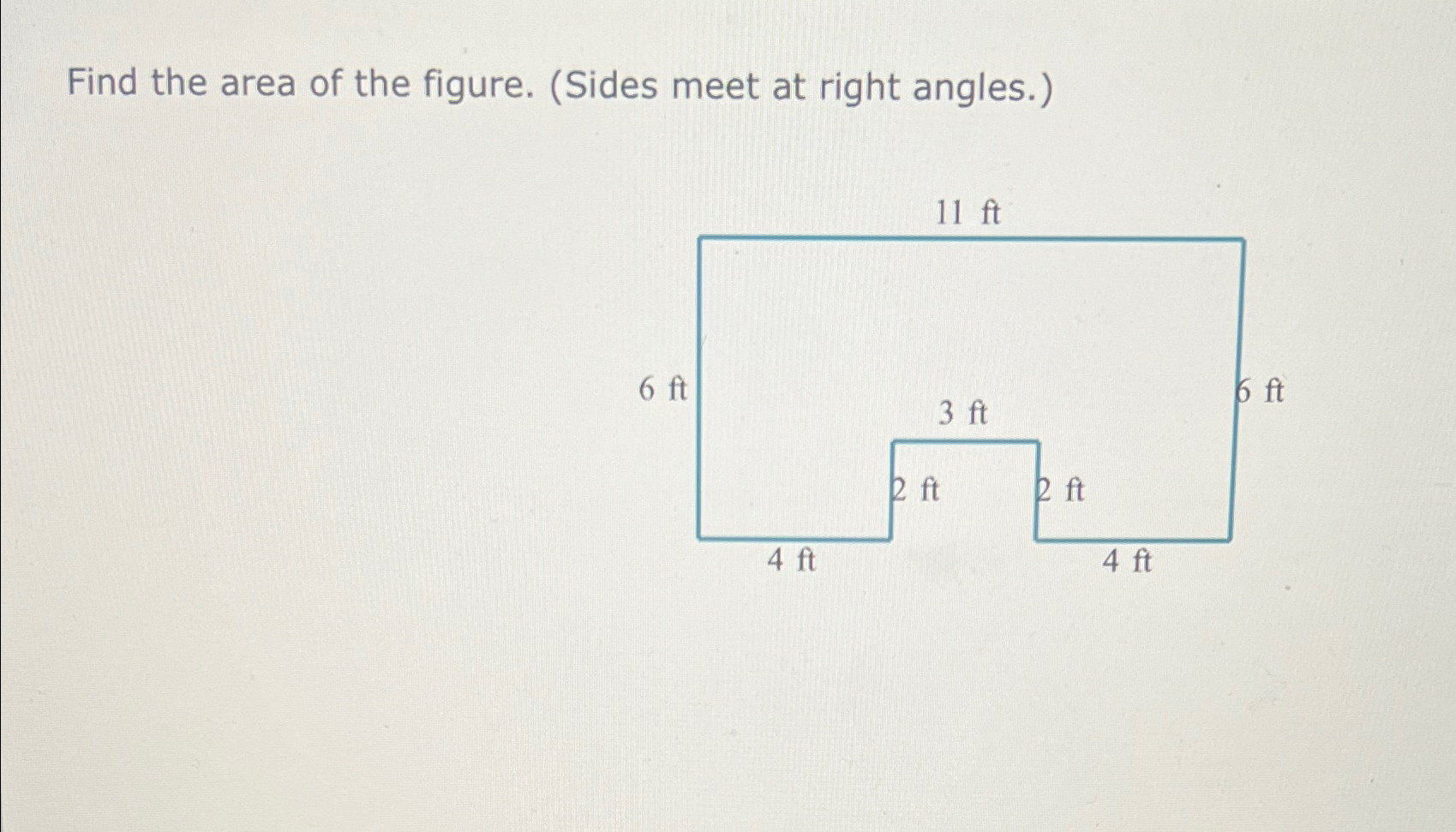 Solved Find the area of the figure. (Sides meet at right | Chegg.com