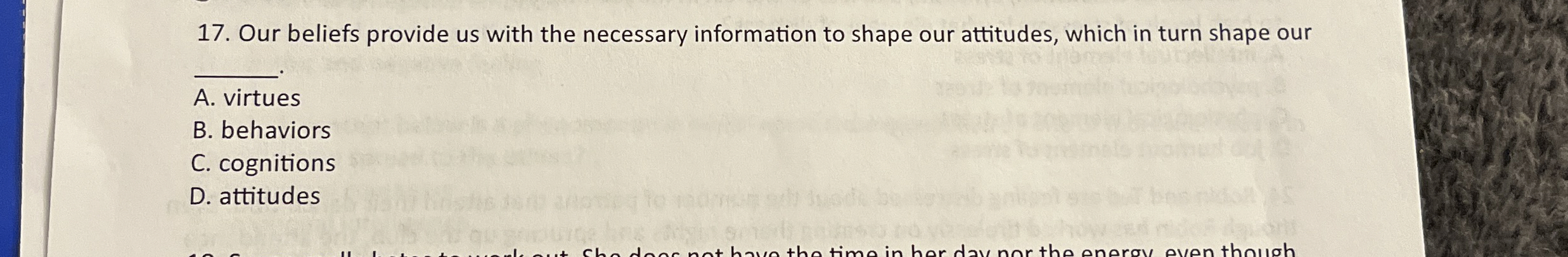 Solved Our beliefs provide us with the necessary information | Chegg.com