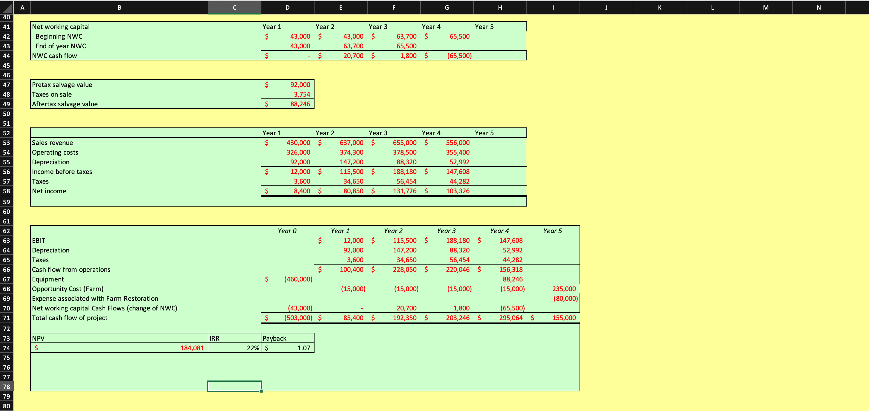 Solved I don't think I am getting the correct NPV, ﻿IRR, or | Chegg.com