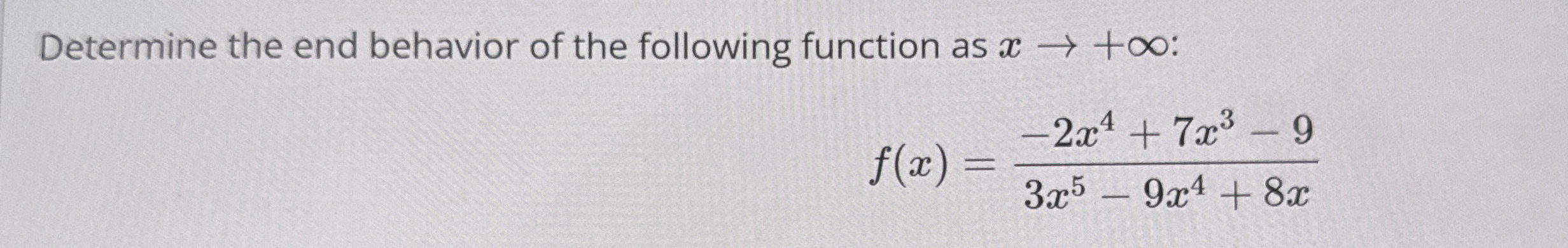 Solved Determine the end behavior of the following function | Chegg.com