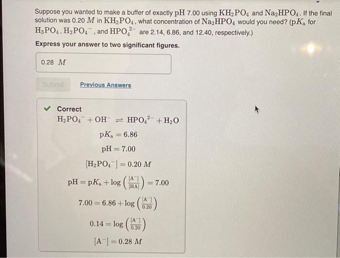 Solved Suppose you wanted to make a buffer of exactly pH7.00 | Chegg.com