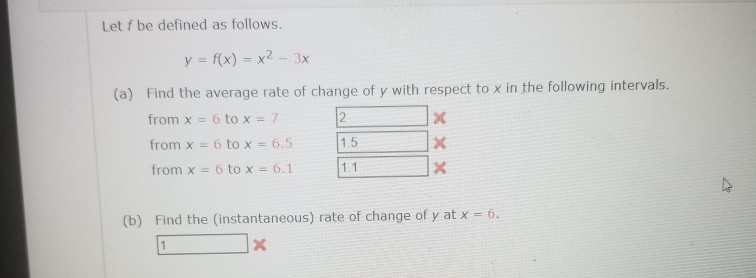 Solved Let f be defined as follows. y = f(x) = x2 – 3x 2 (a) | Chegg.com