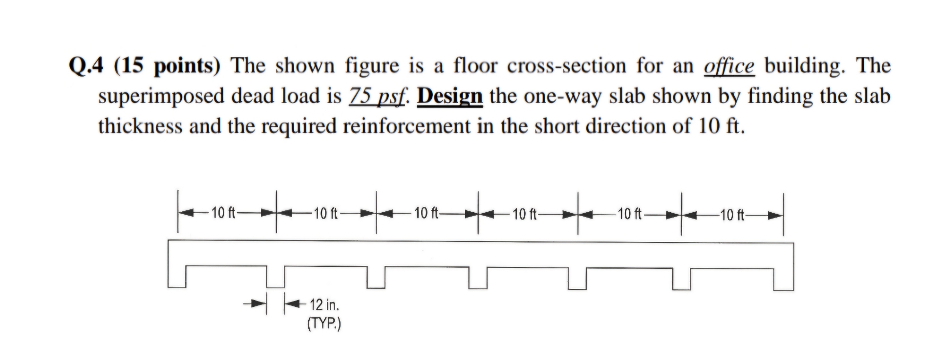 Solved by an EXPERT Q. 4 (15 ﻿points) ﻿The shown figure is a floor | Chegg.com