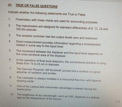 Solved (ii) ﻿TRUE OR FALSE QUESTIONSIndicate whether the | Chegg.com