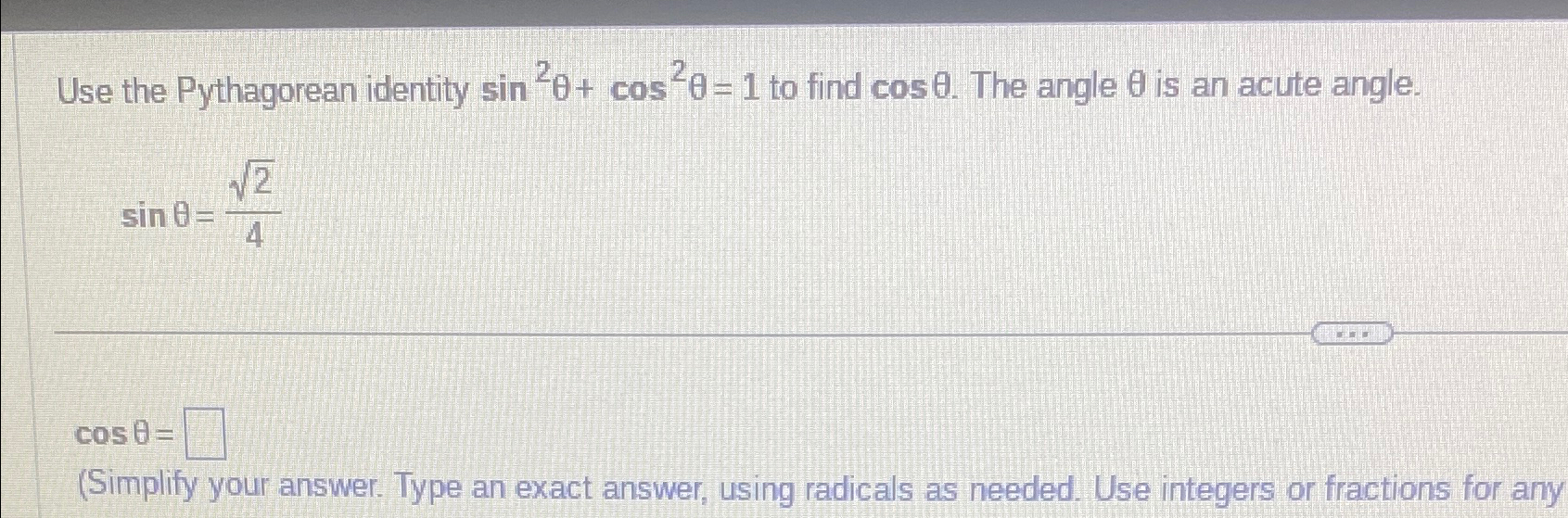 Solved Use the Pythagorean identity sin^(2)\\\\theta | Chegg.com