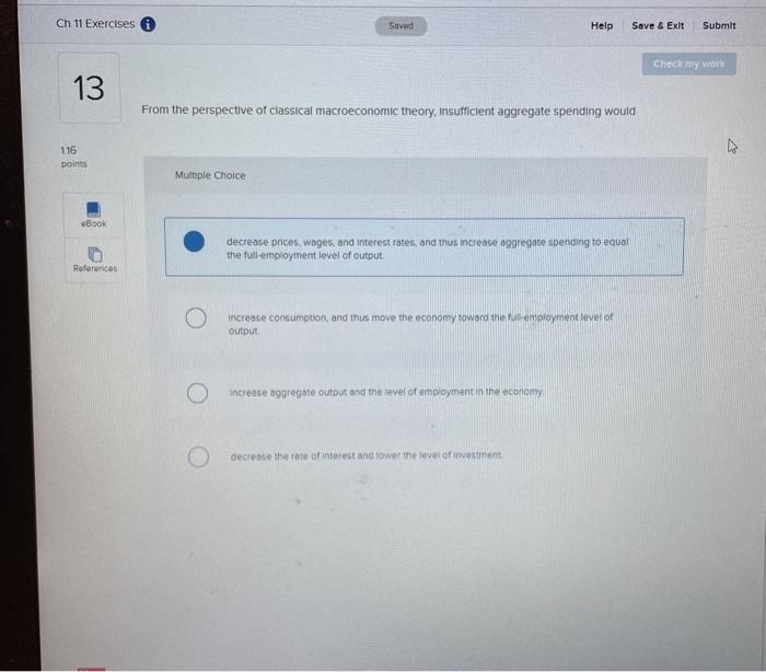 Solved Ch 11 Exercises Saved Help Save & Exit Submit Check | Chegg.com