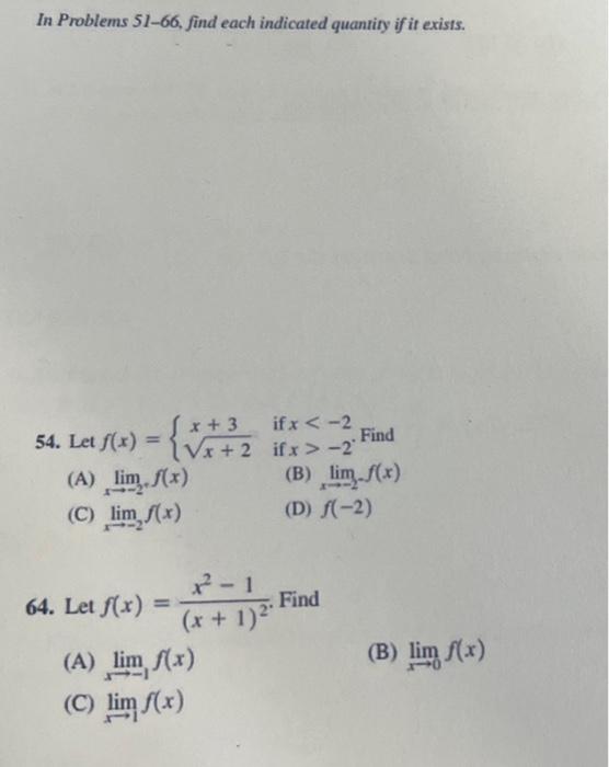 Solved In Problems 51-66, find each indicated quantity if it | Chegg.com