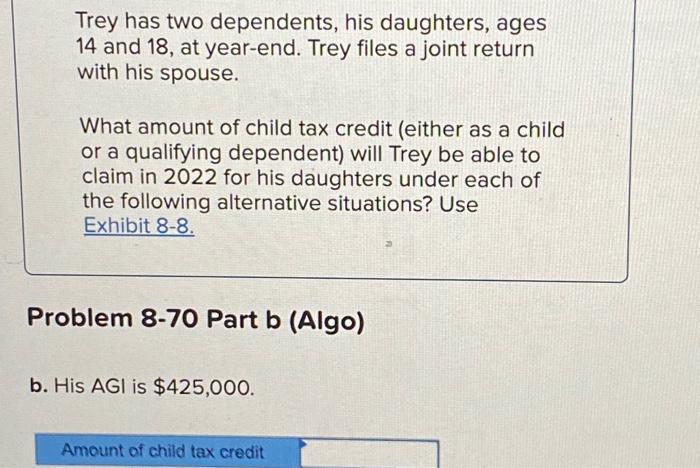 Solved Trey has two dependents, his daughters, ages 14 and | Chegg.com