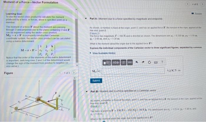 Solved Moment of a Force Vector Formulation