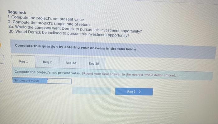Solved Required: 1. Compute the project's net present value. | Chegg.com