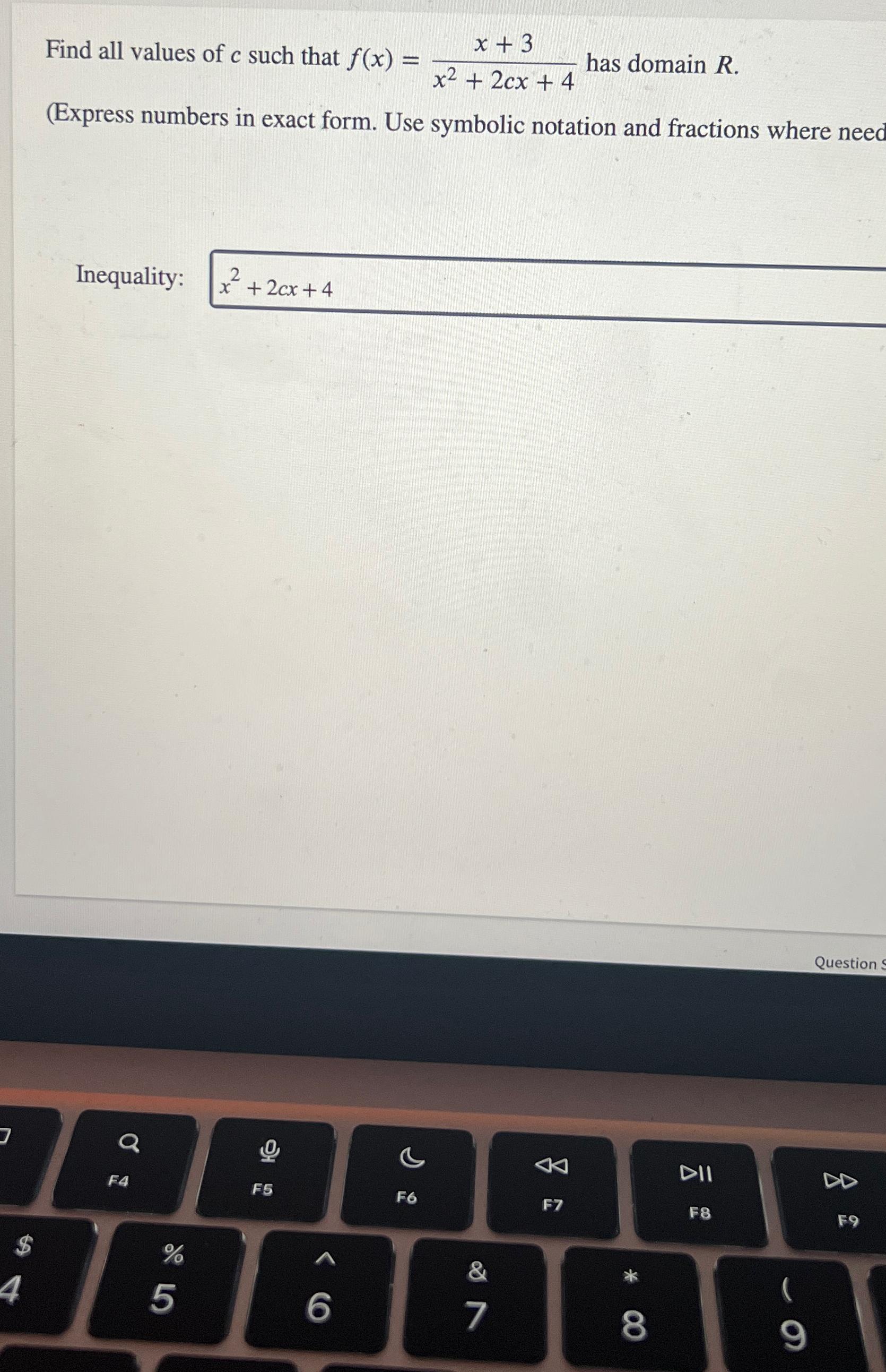 Solved Find all values of c ﻿such that f(x)=x+3x2+2cx+4 ﻿has | Chegg.com