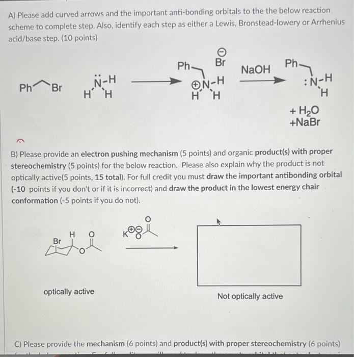Solved A) Please add curved arrows and the important | Chegg.com