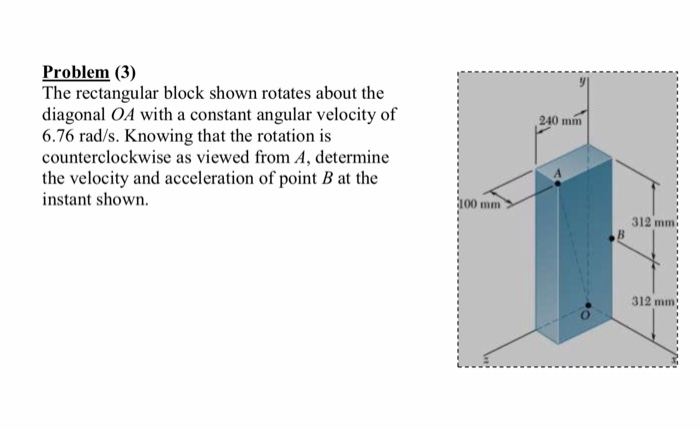 Solved Problem (3) The rectangular block shown rotates about | Chegg.com