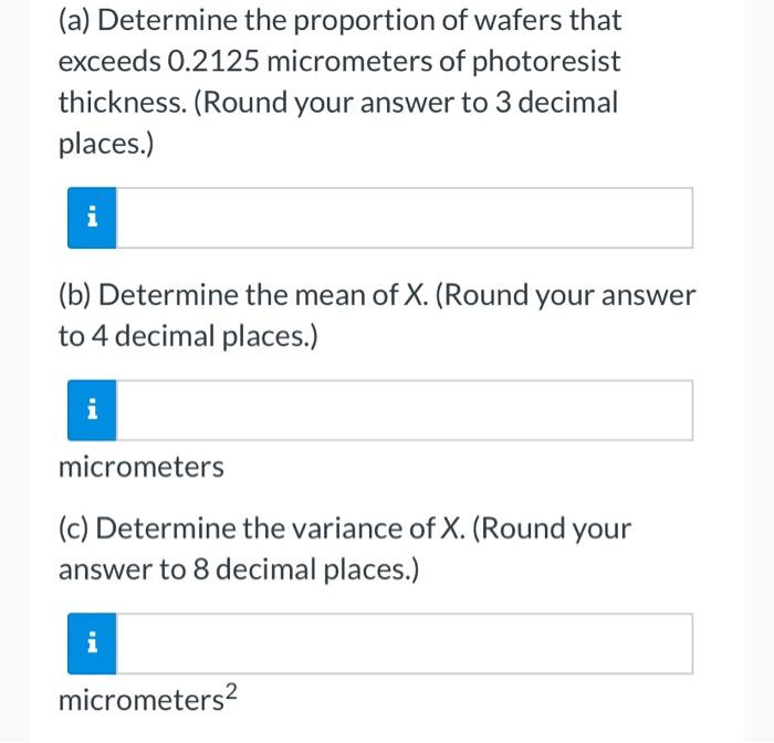 Solved (a) Determine the proportion of wafers that exceeds | Chegg.com