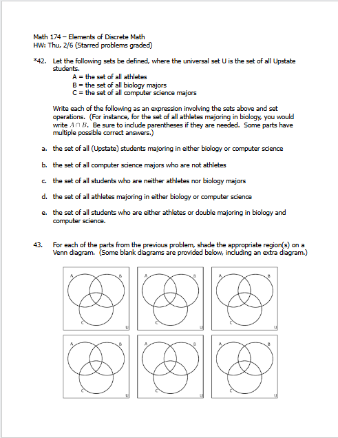 Math 174 - ﻿Elements of ﻿Discrete MathHW: | Chegg.com