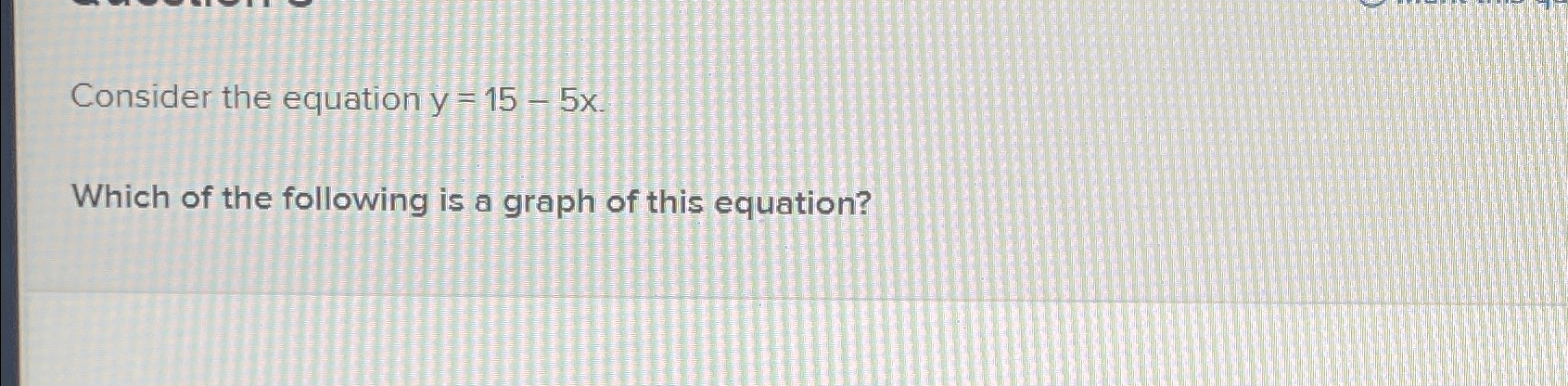 Solved Consider the equation y=15-5xWhich of the following | Chegg.com