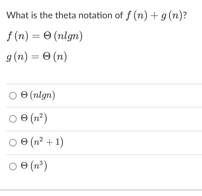 Solved What is the theta notation of | Chegg.com