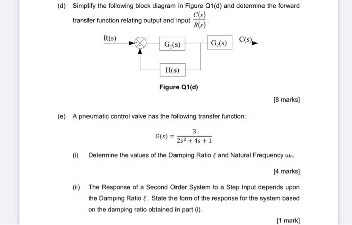 Solved (d) Simplify the following block diagram in Figure | Chegg.com