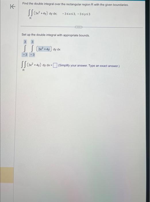 Solved Find the double integral over the rectangular region | Chegg.com