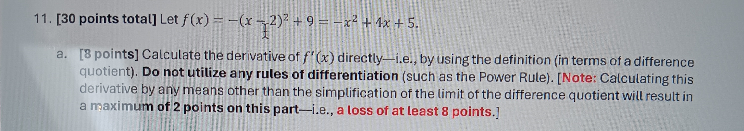 Solved [30 ﻿points total] ﻿Let f(x)=-(x-)2a. [8 ﻿points] | Chegg.com