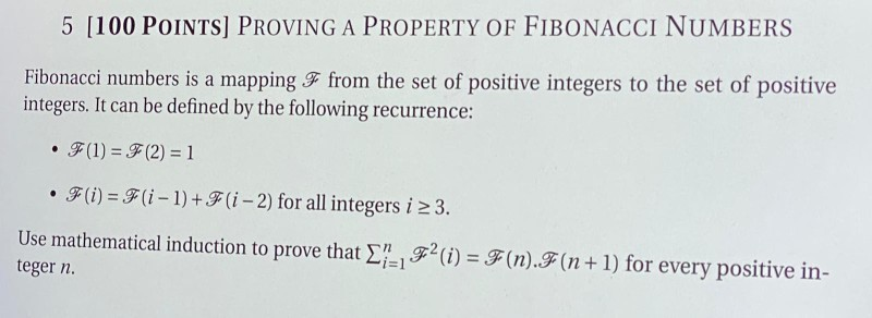 Solved 5 [100 POINTS] PROVING A PROPERTY OF FIBONACCI | Chegg.com