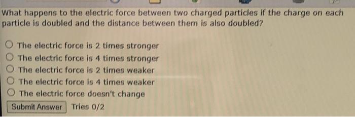 Solved What happens to the electric force between two | Chegg.com
