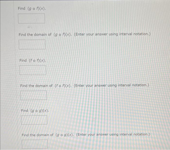 Solved Consider the following functions. f(x)=x3+6,g(x)=3x | Chegg.com