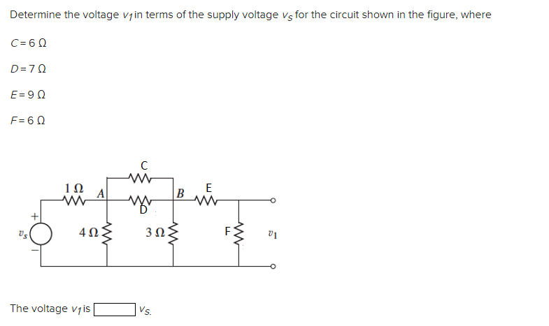 Solved Determine the voltage v1 ﻿in terms of the supply | Chegg.com