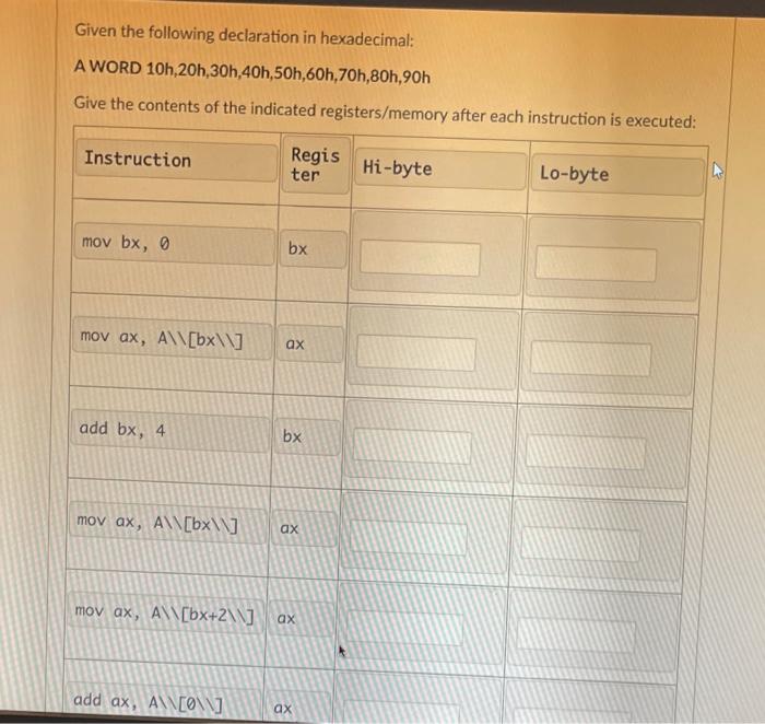 Solved Given the following declaration in hexadecimal: A | Chegg.com