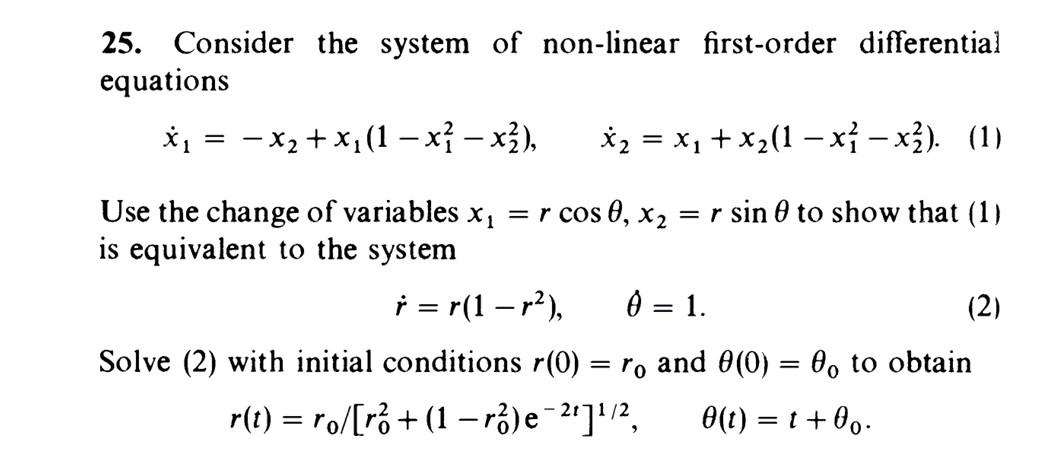 Solved 25. Consider the system of non-linear first-order | Chegg.com