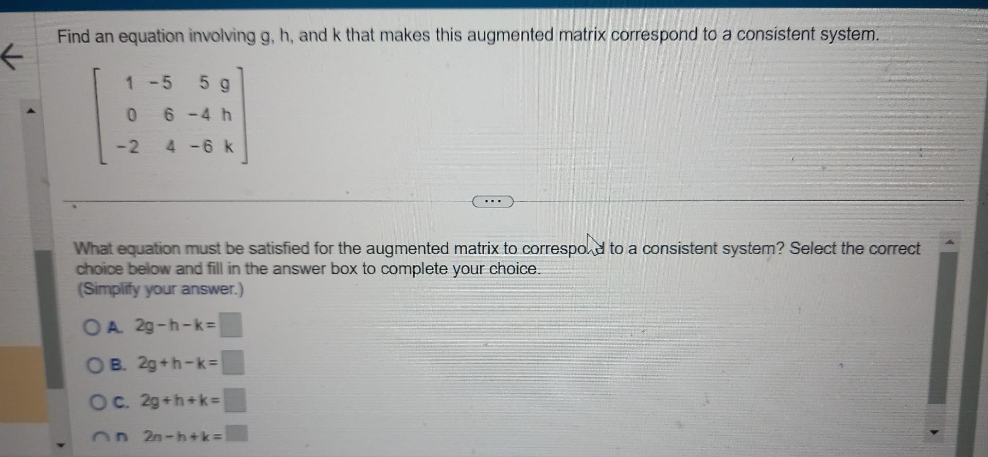 Solved Find an equation involving g,h, and k that makes this | Chegg.com