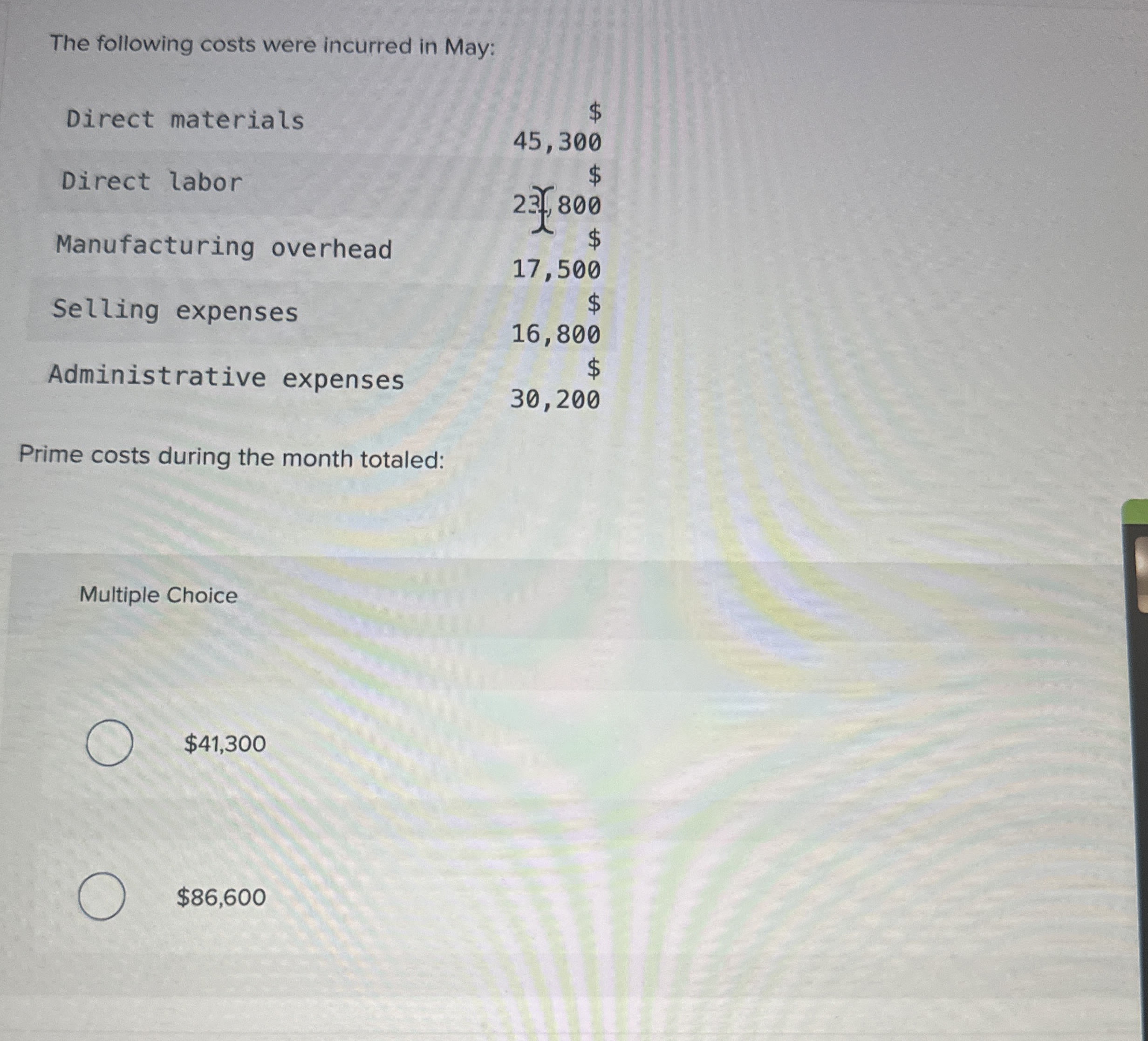 Solved The following costs were incurred in | Chegg.com