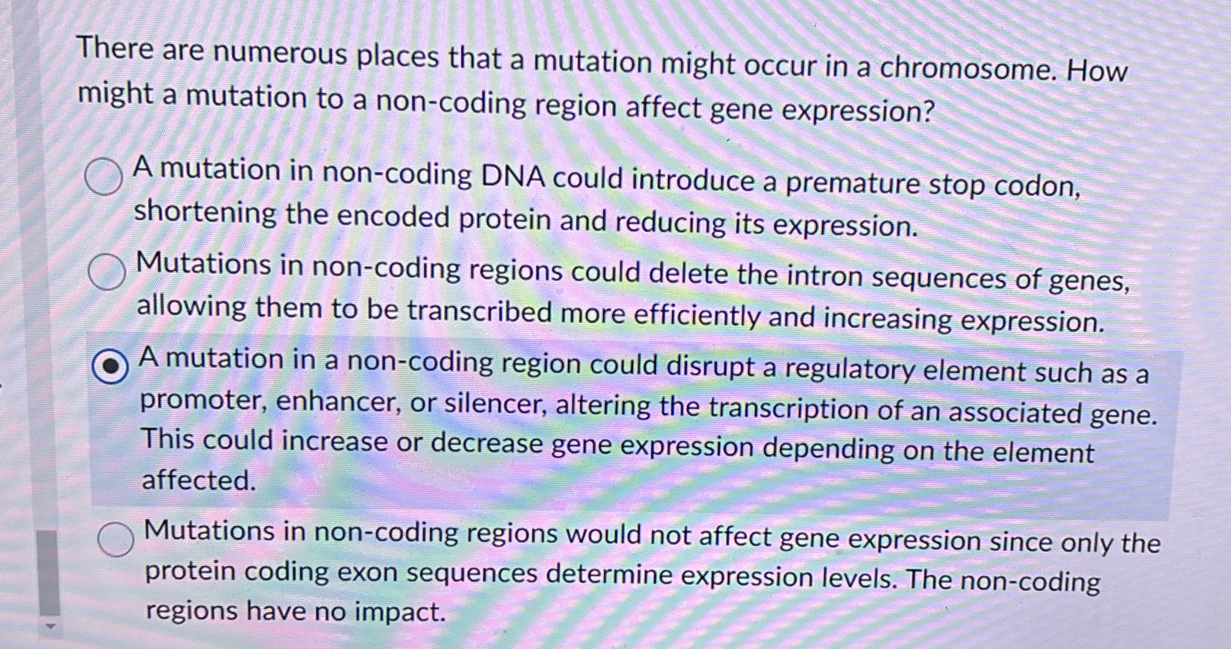 Solved There are numerous places that a mutation might occur | Chegg.com