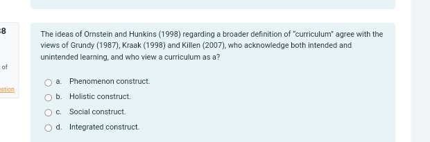 Solved 8The ideas of Ornstein and Hunkins (1998) ﻿regarding | Chegg.com