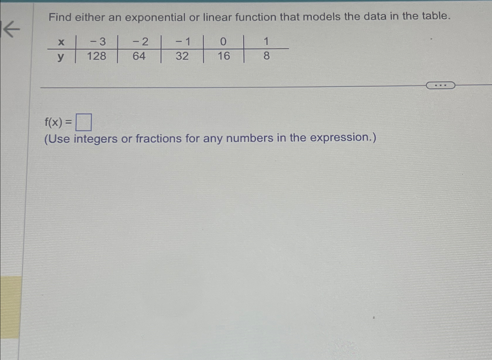 Solved Find either an exponential or linear function that | Chegg.com