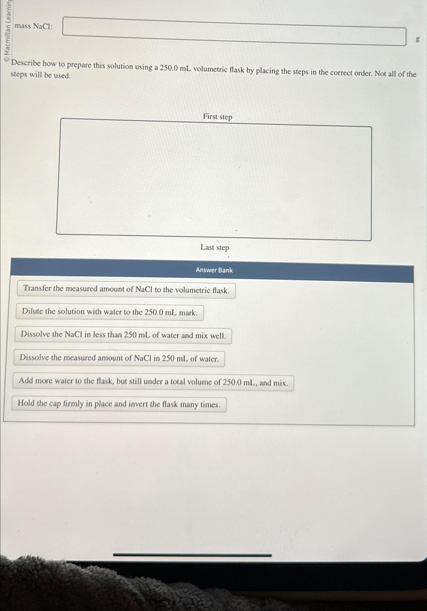 Solved Describe how to prepare this solution using a 250.0mL | Chegg.com