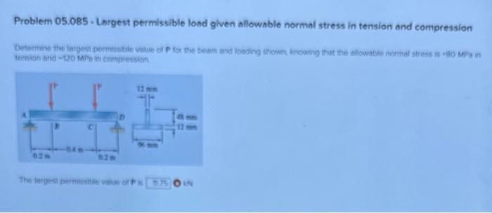 Solved Problem 05.085 - Largest permissible lood given | Chegg.com