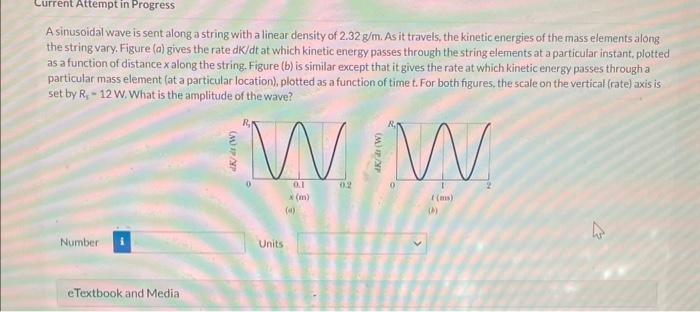 Solved A sinusoidal wave is sent along astring with a linear | Chegg.com
