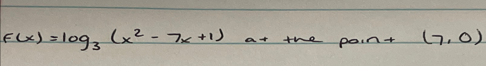Solved f(x)=log3(x2-7x+1) ﻿at the point (7,0) | Chegg.com