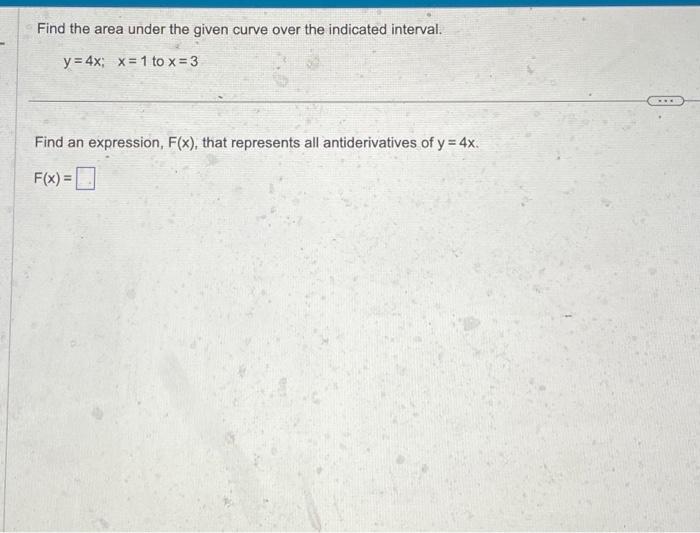 Solved Find the area under the given curve over the | Chegg.com