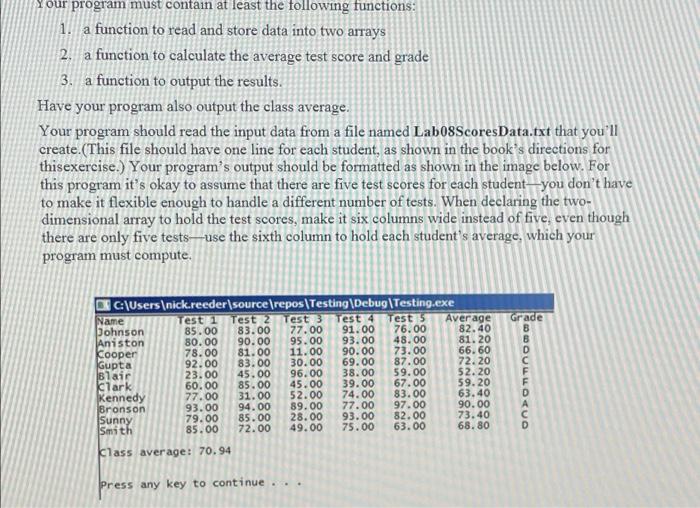 Solved Name your project Labo8TestScores and name your | Chegg.com