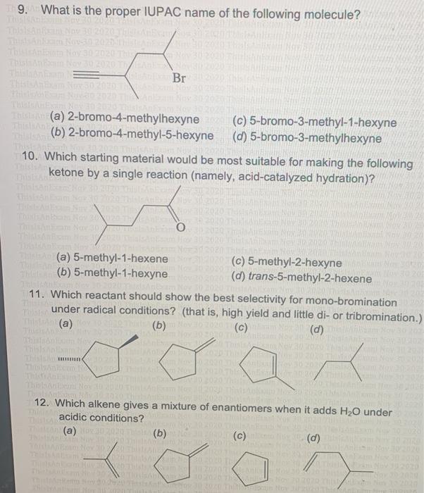 Solved 9. What is the proper IUPAC name of the following | Chegg.com