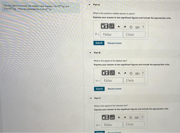 Solved Part A The two stars in a binary star system have | Chegg.com