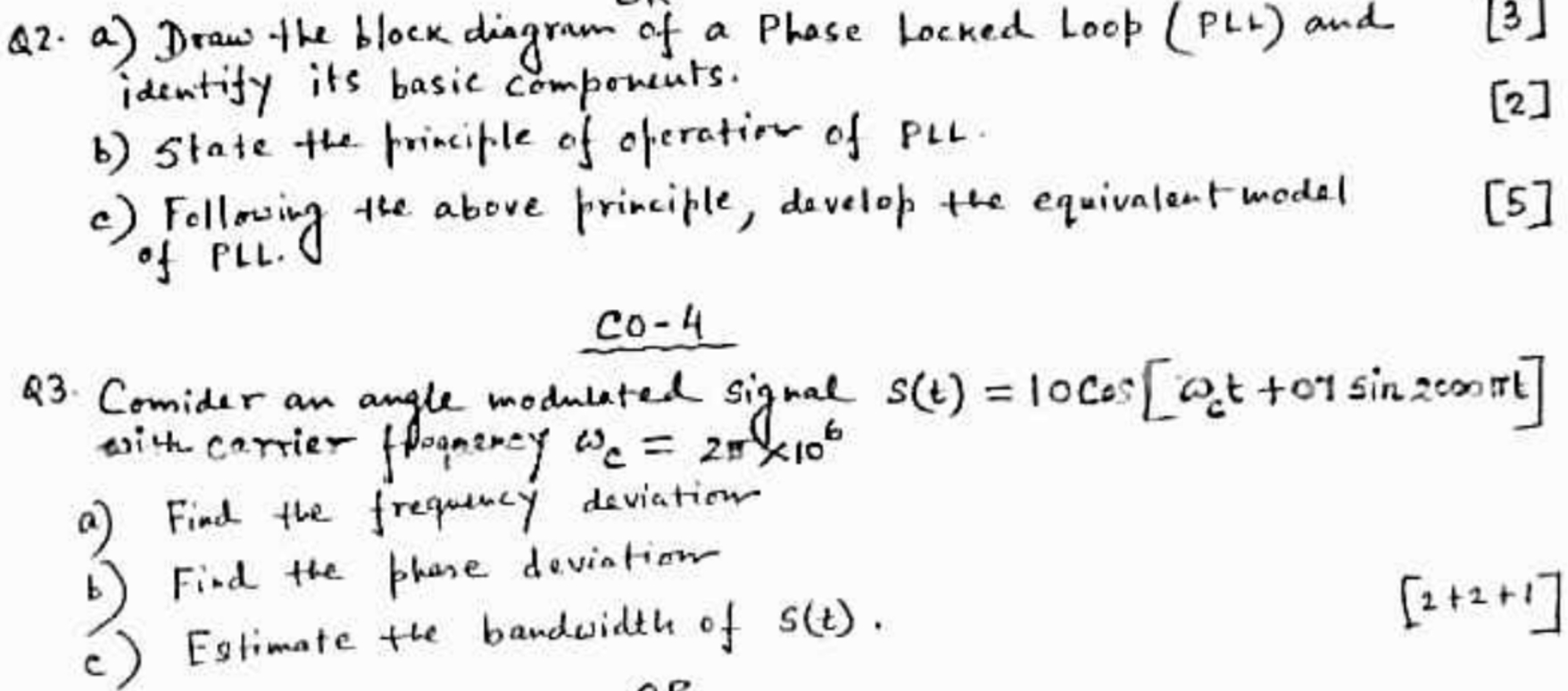 Solved Q2. ﻿a) ﻿Draw the block diagram of a Phase Locked | Chegg.com